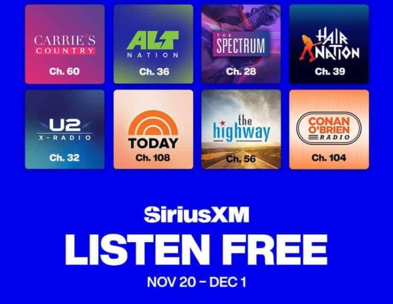 SiriusXM holds "Listen Free Event" thru Dec. 1st - no sign-up needed ...